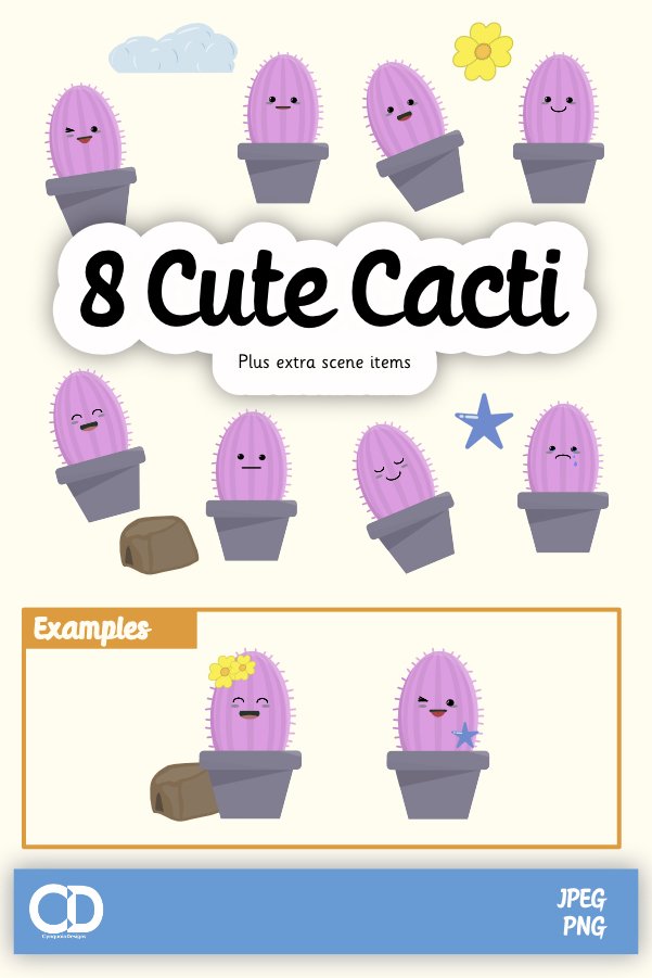 8 Pink Cute Cacti - Cactus