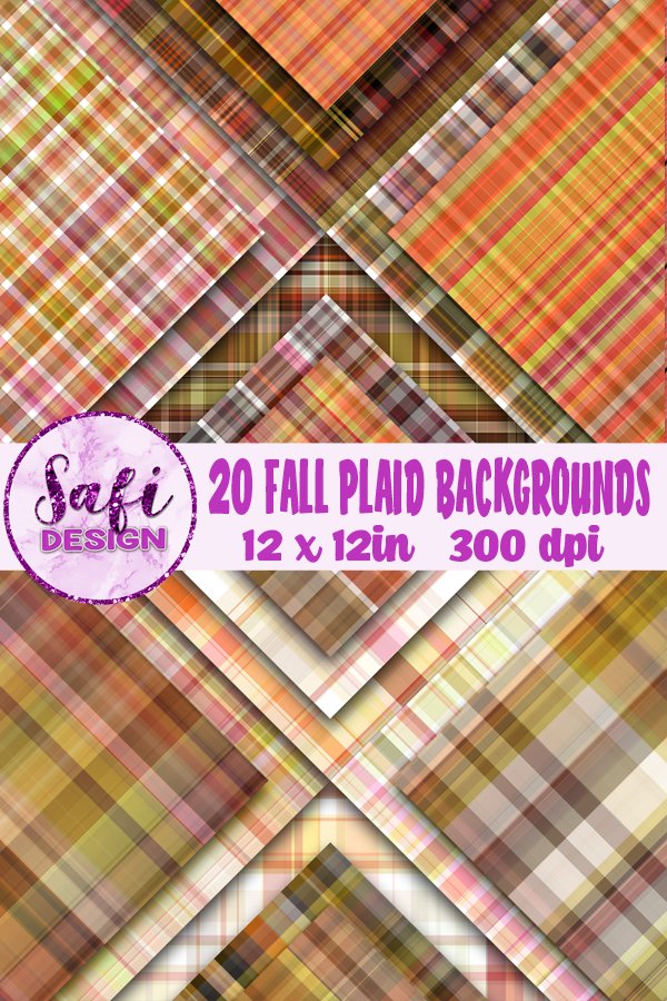 Fall Plaid Digital Papers Backgrounds (926088)