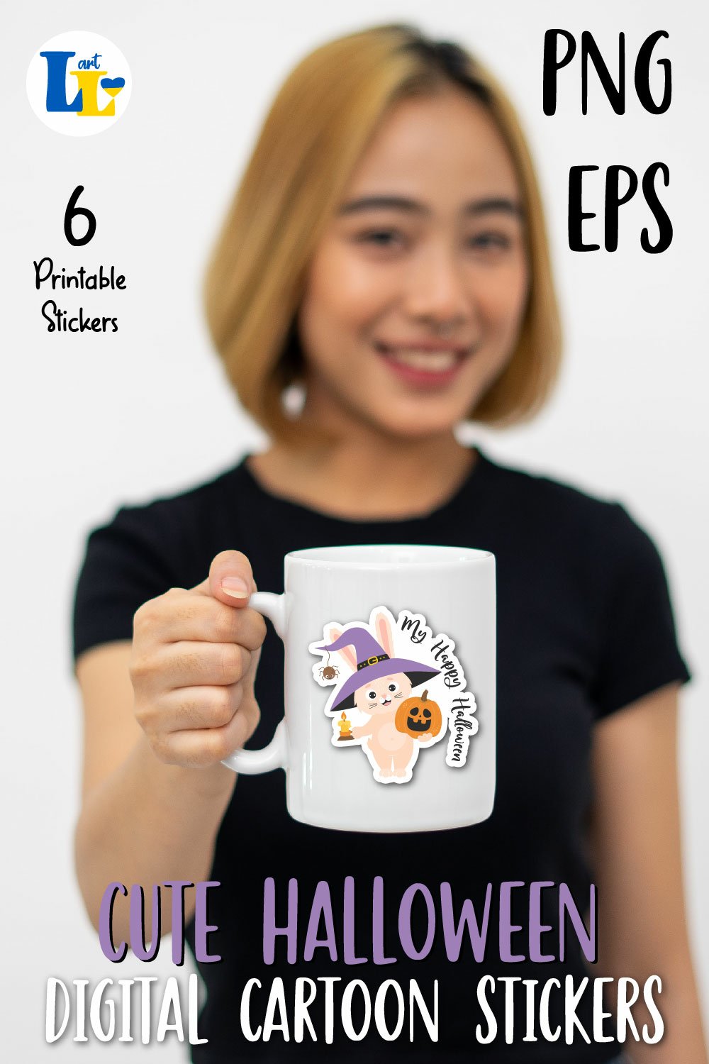 Cute bunny Halloween bundle| Digital Printable stickers