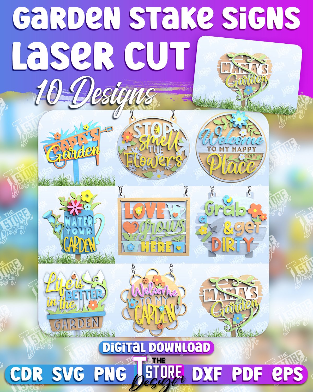 Garden Stake Sign Laser Cut|Plant Stake |Layered Summer Sign