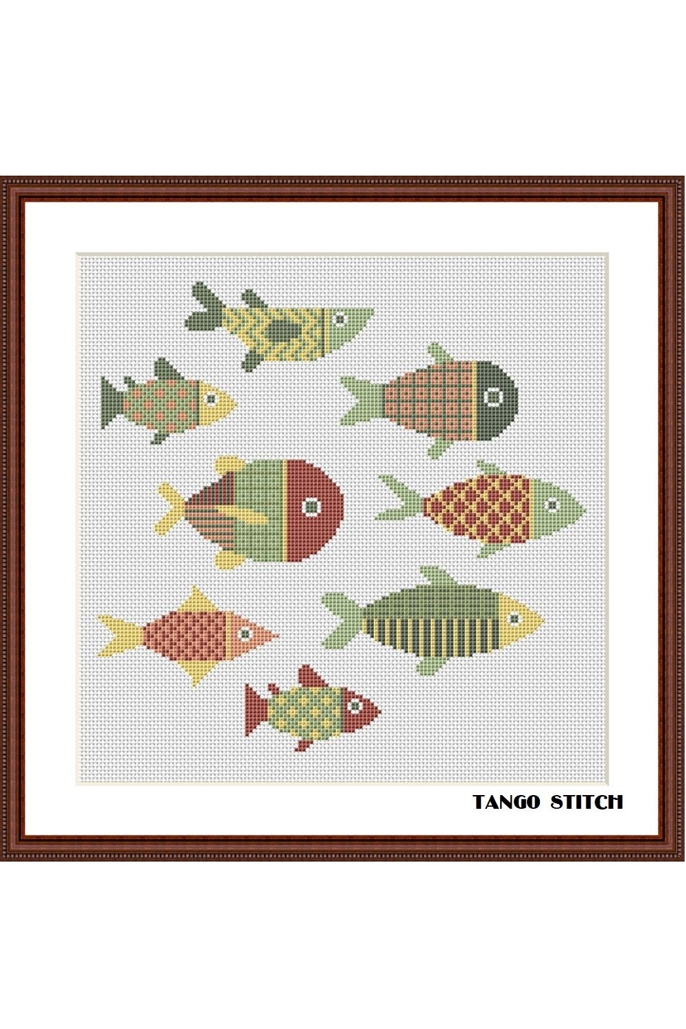 Fish cross stitch ornaments cute animals embroidery