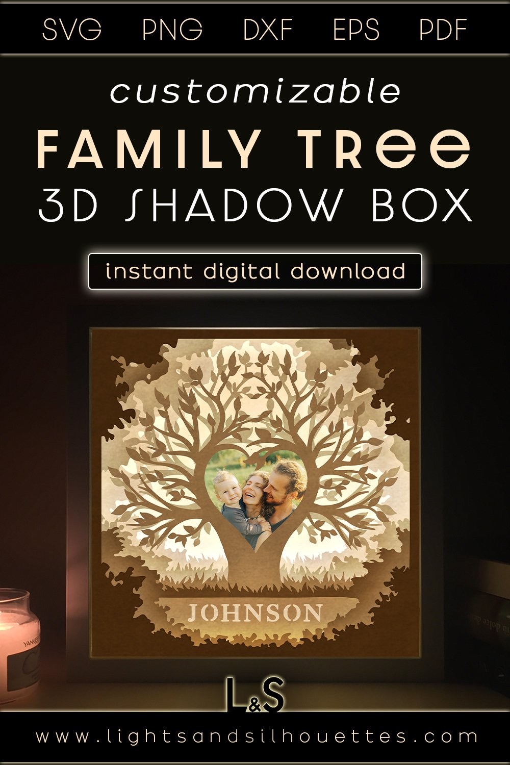 Family Tree Shadow Box | Personalized Picture Frame Svg