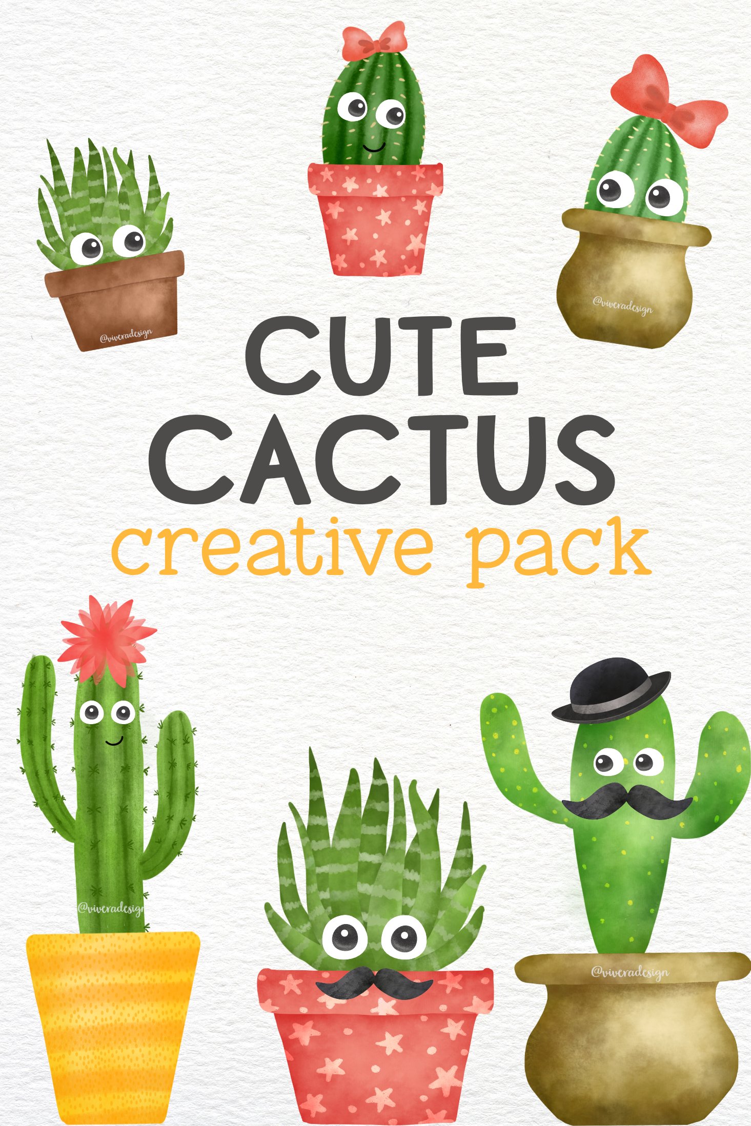 Cute Watercolor Cactus Creative Pack - Cactus (908896)