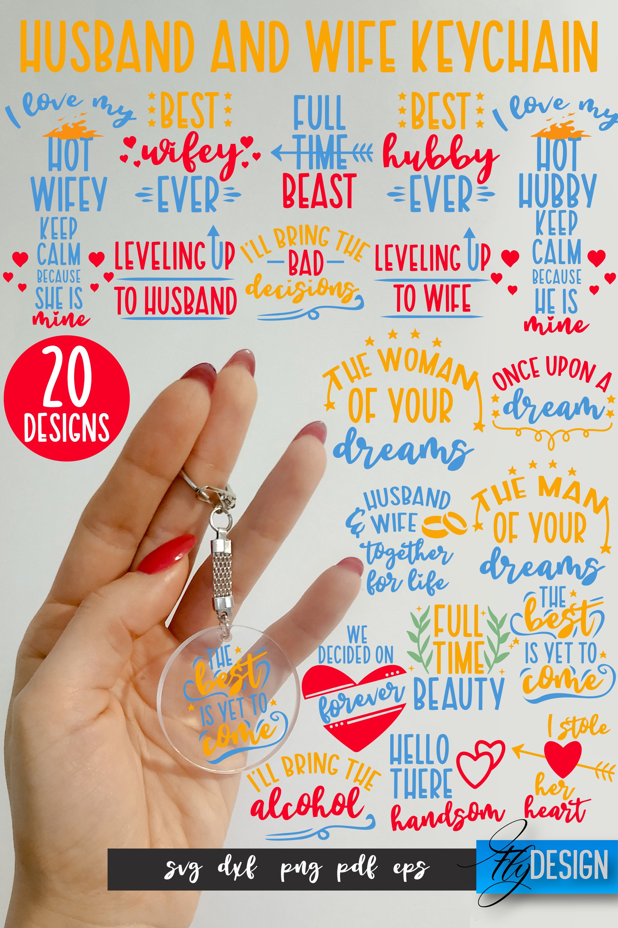 Husband & Wife SVG Keychain Bundle | Family Key Keychain Svg