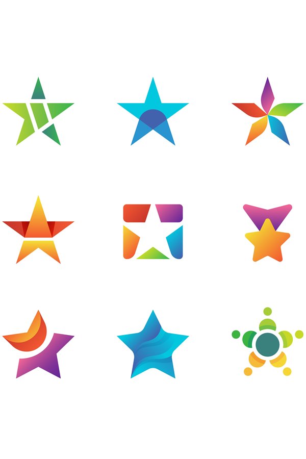 Shooting night star, rising stars vector logo. Comet with ta