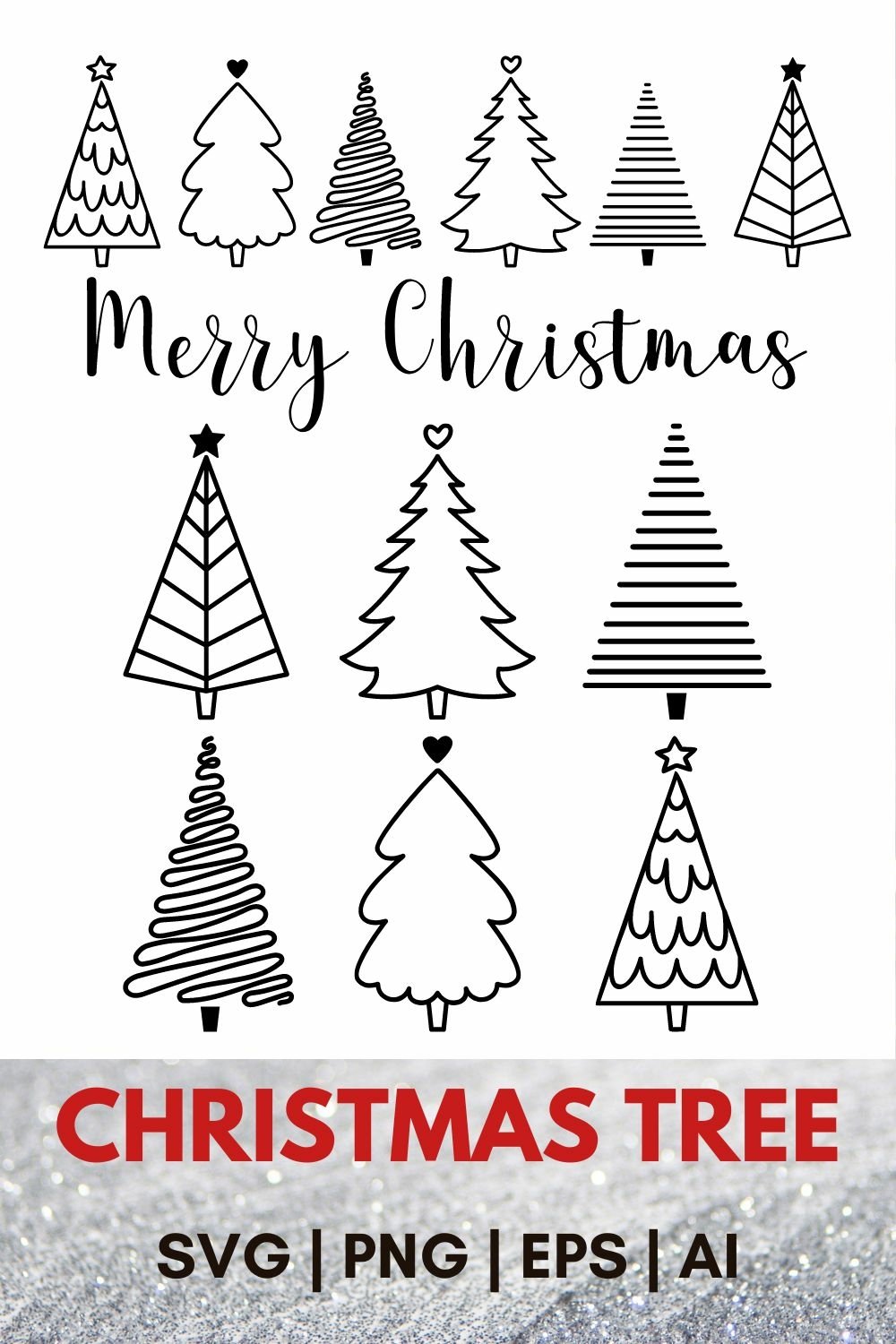 Christmas Tree Svg Bundle - 6 Variations