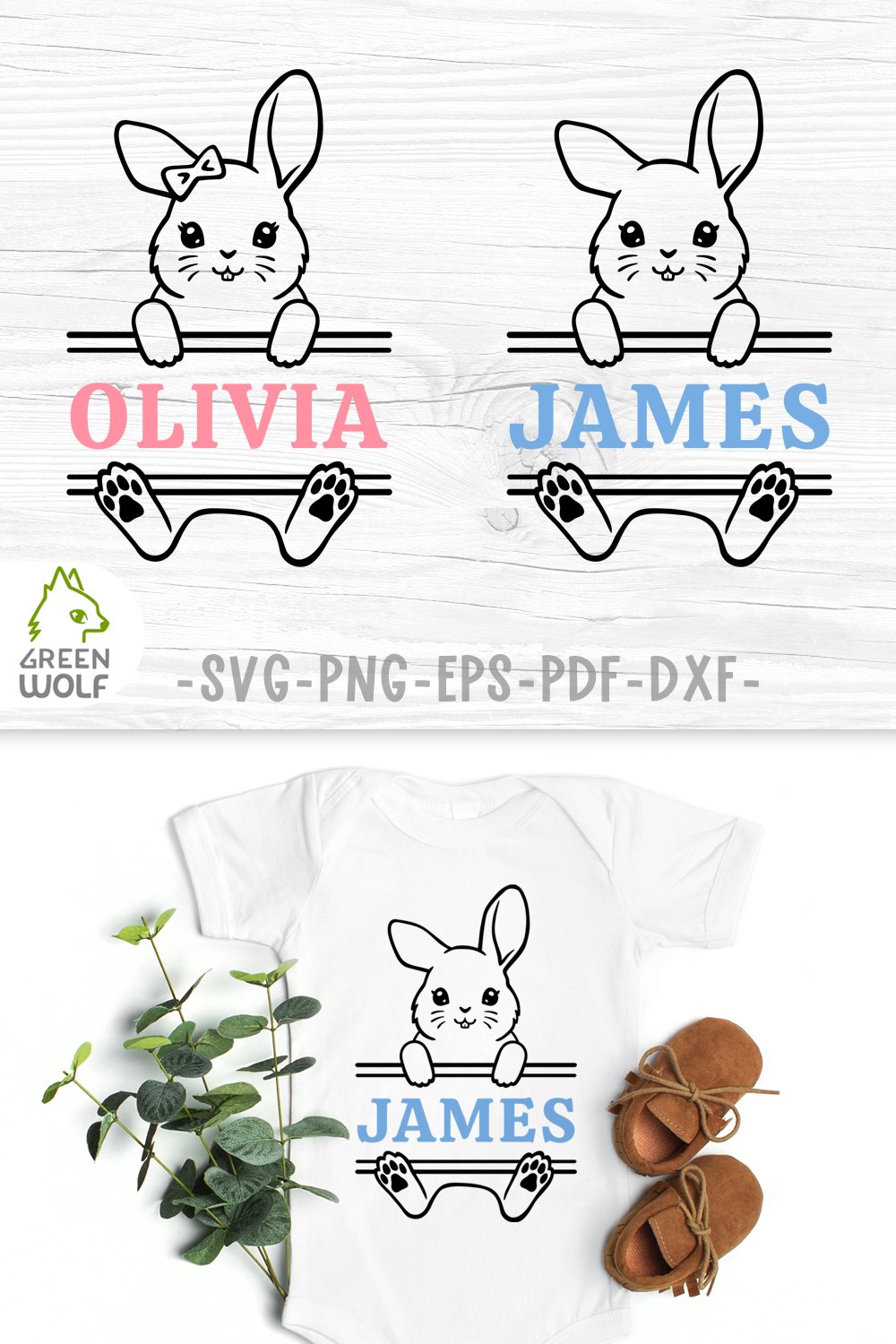 Bunny monogram svg Easter bunny svg Bunny split monogram svg