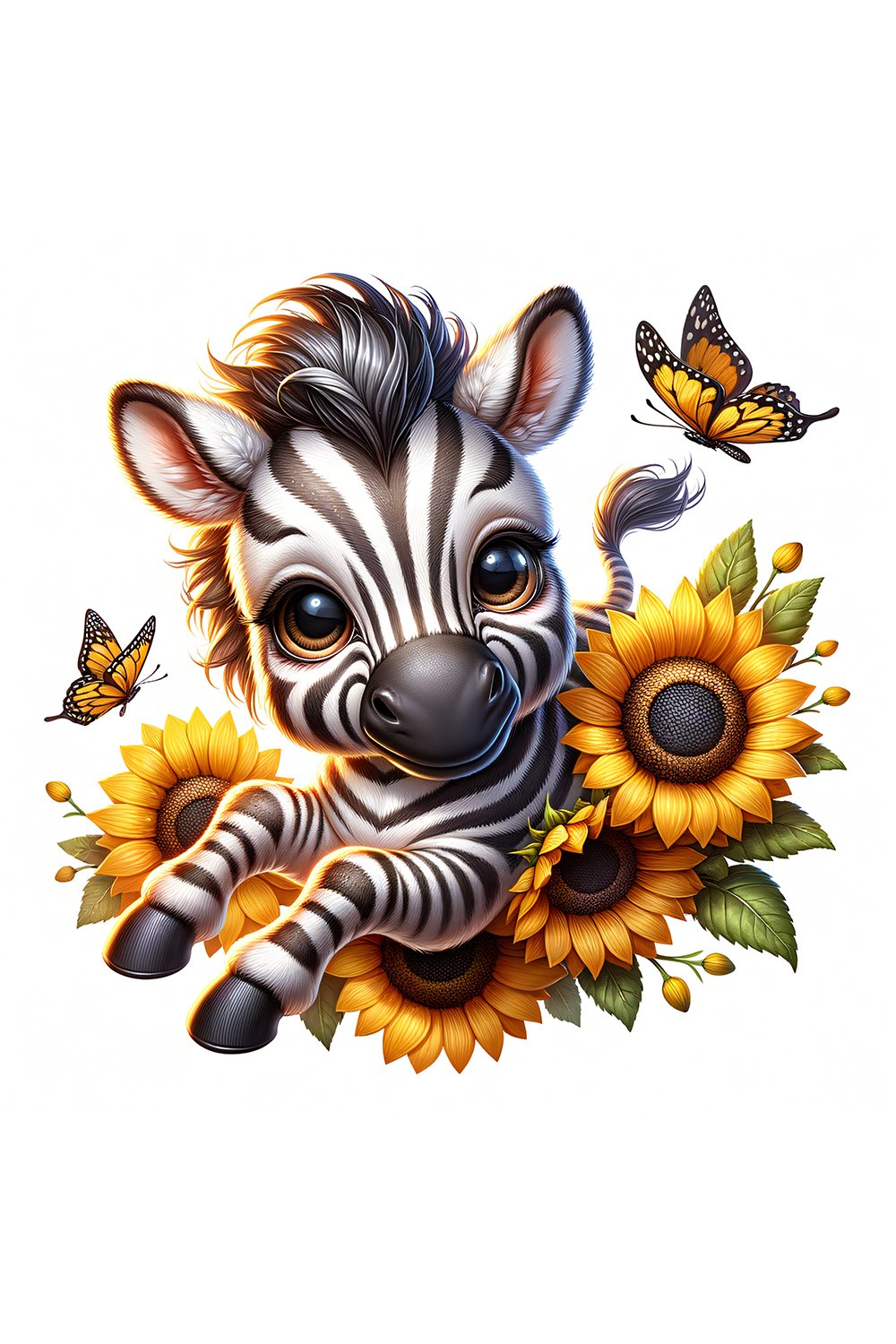 Cute Zebra with Sunflowers JPG File (3550443)