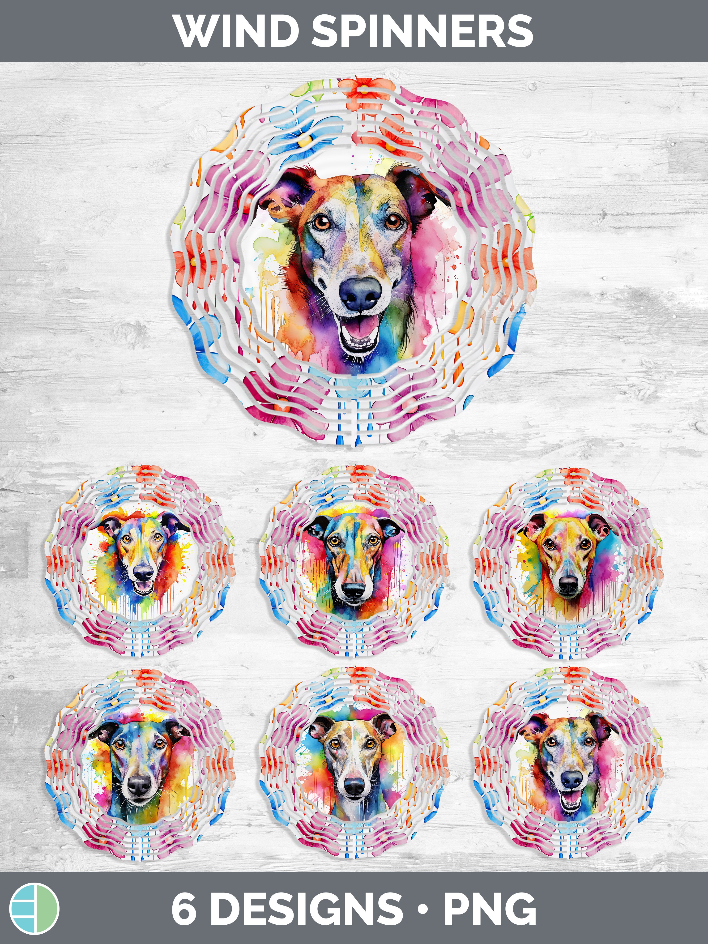 Splat Rainbow Greyhound Dog Wind Spinner | Sublimation Spinn