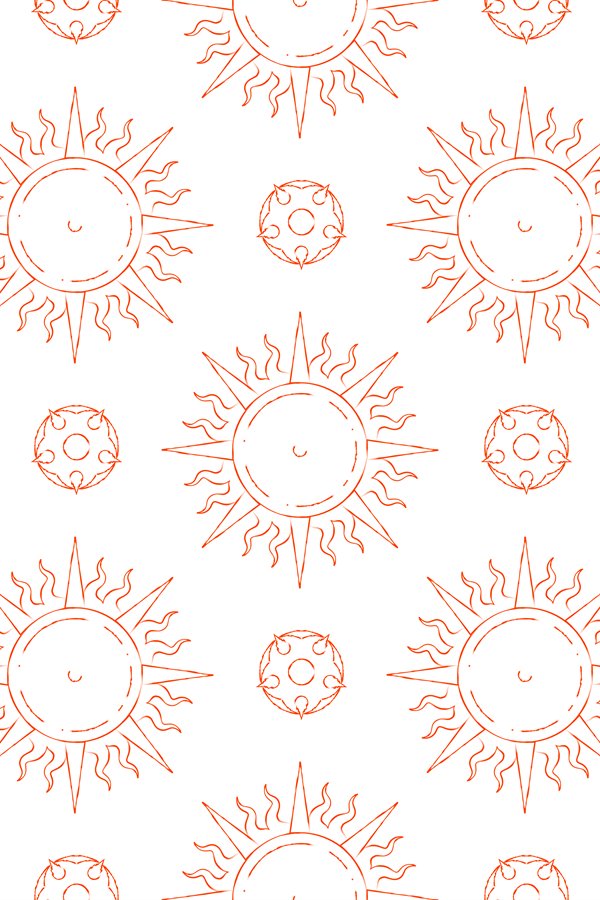 Hand drawn sun seamless pattern