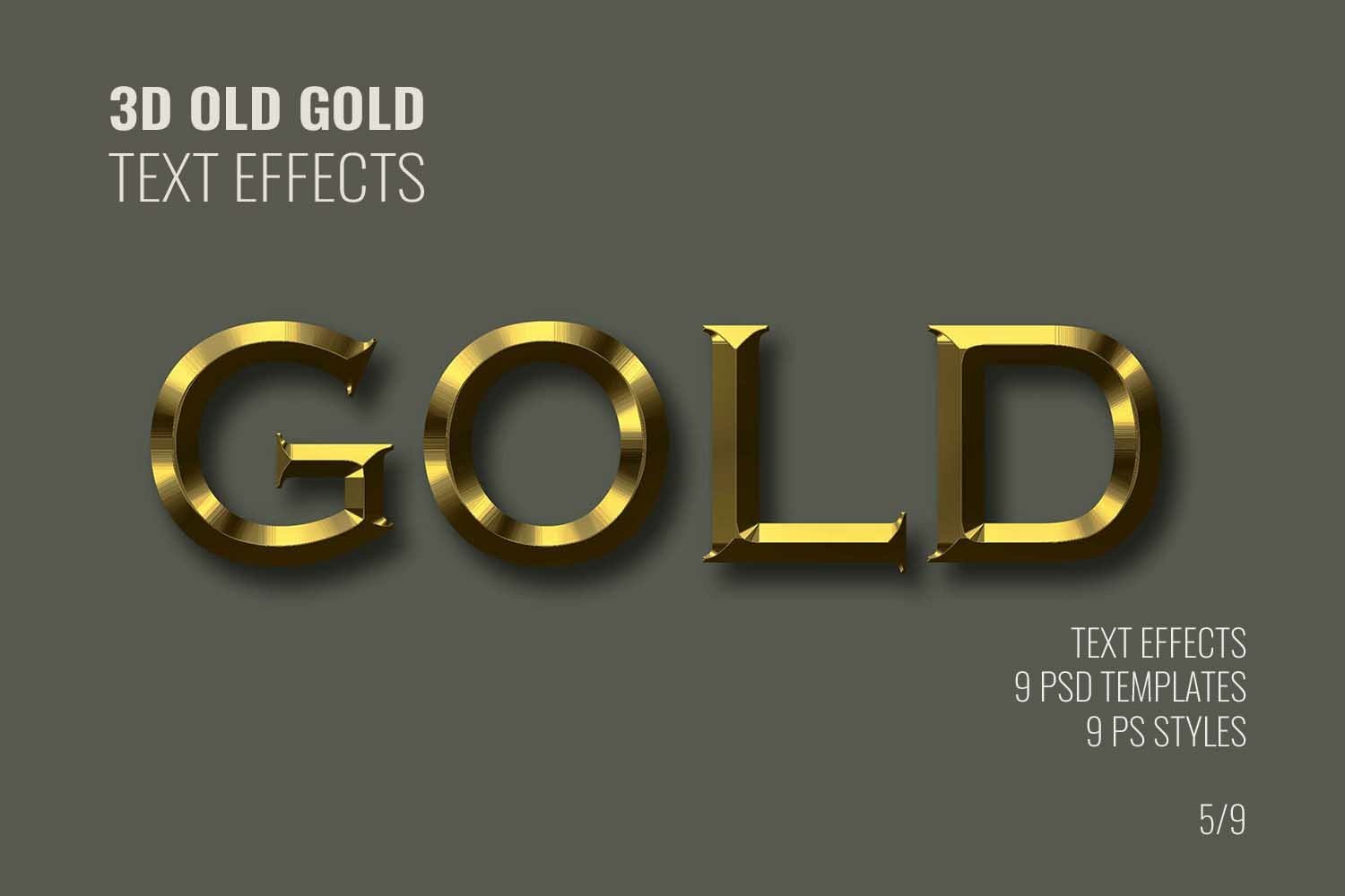 3D Old Gold Text Effects-9 PSD & 9 PS Styles asl.