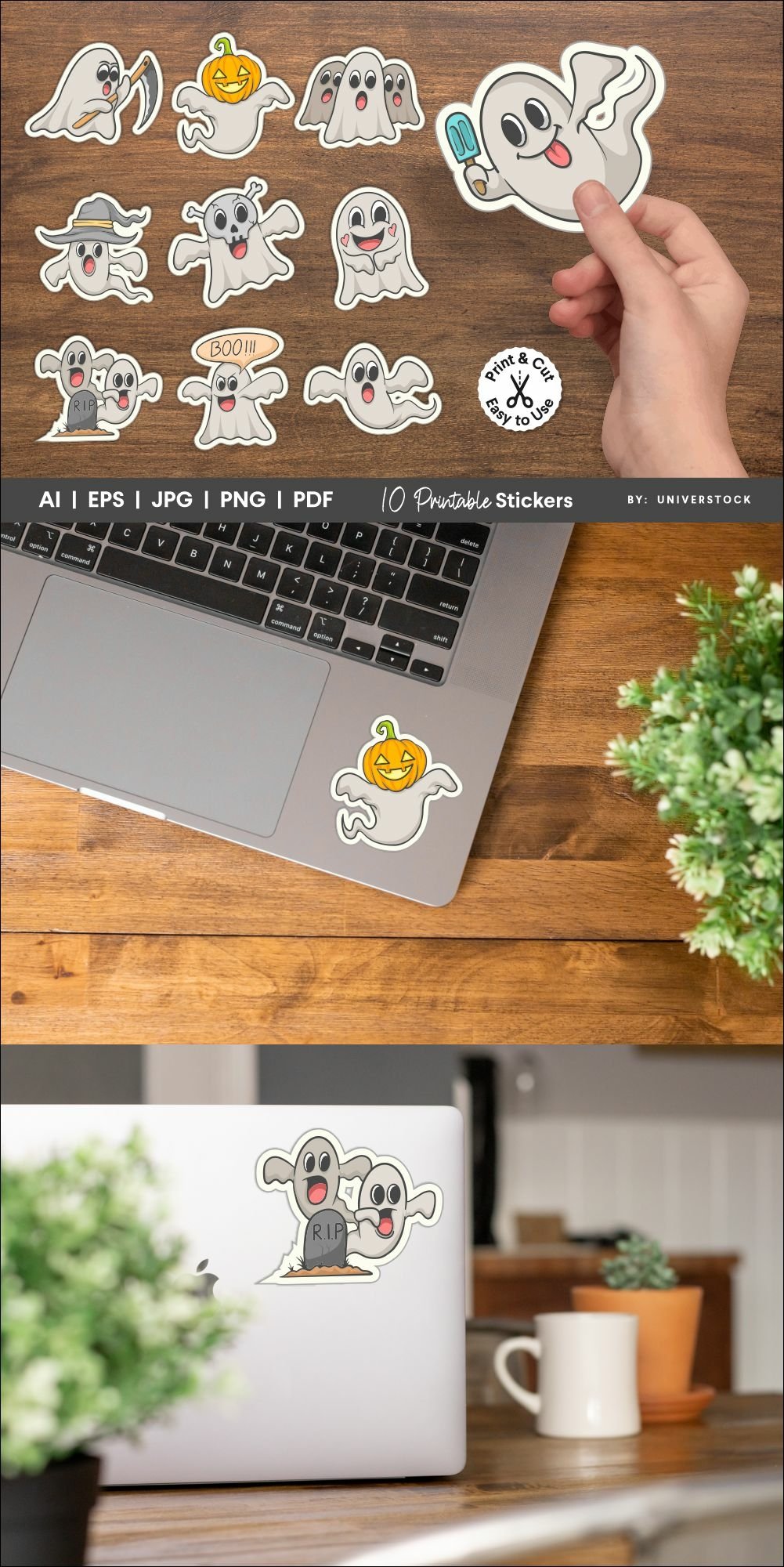 Ghost Stickers, Cute Ghost Cartoons Printable Stickers