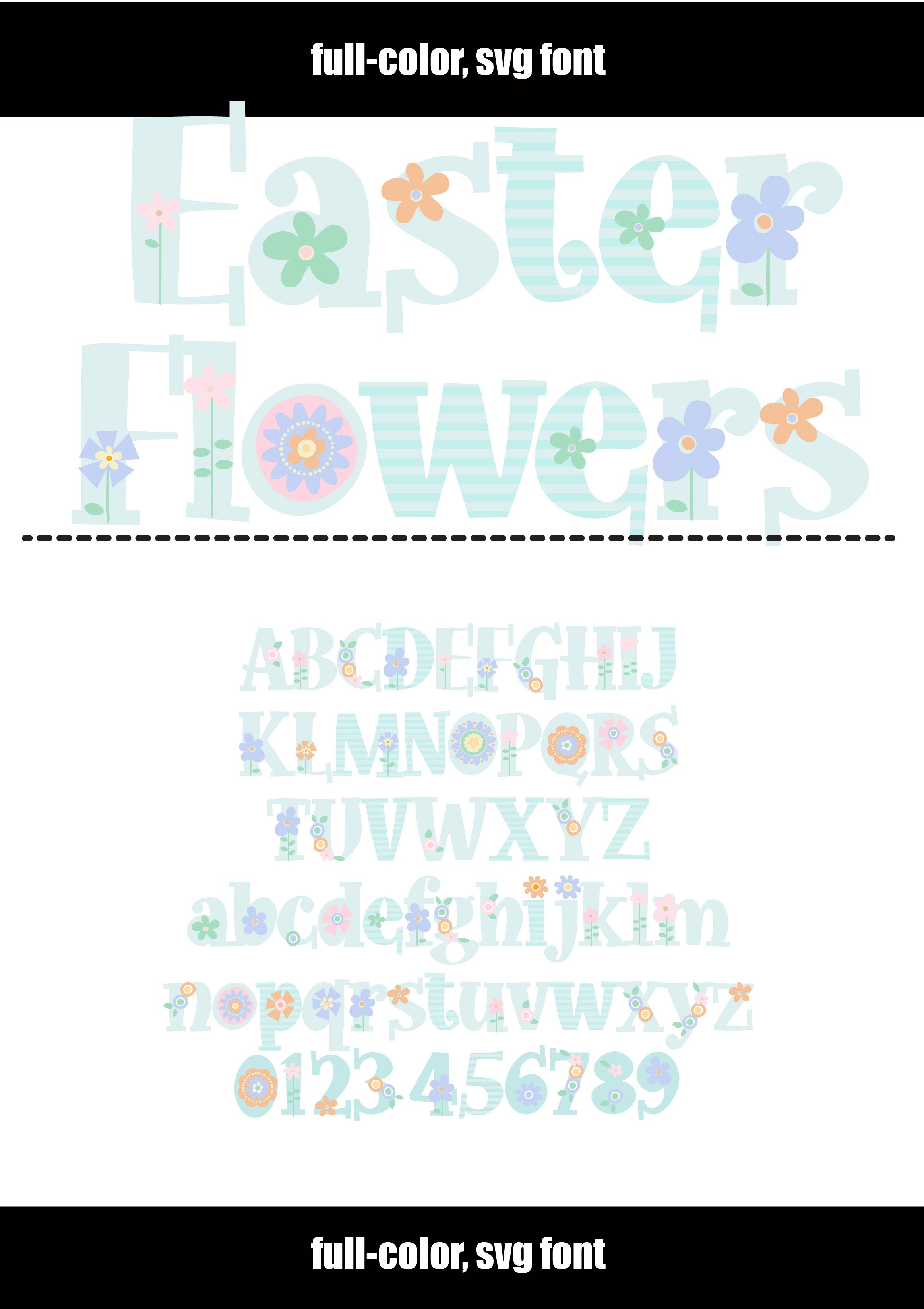 Full Color SVG Pastel floral font