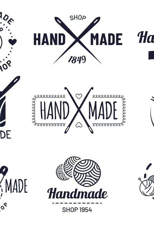 Handmade badges. Hipster craft badge, vintage workshop label