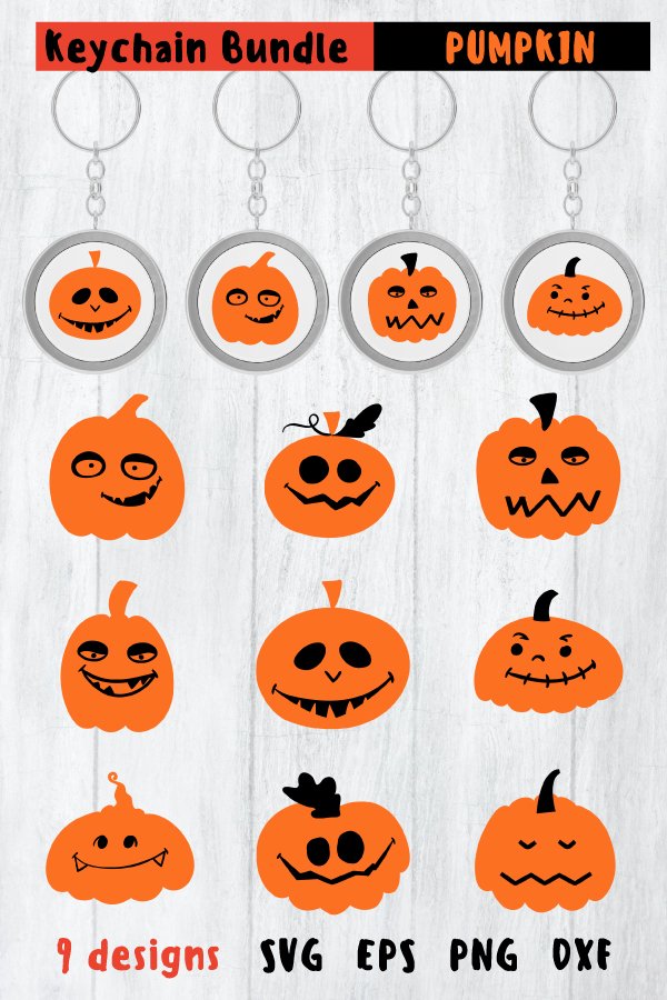 Halloween keychain, Keychain Bundle SVG, Keyring,Pimpkin SVG