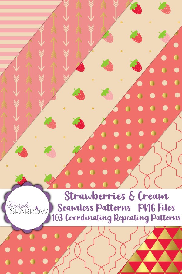 Strawberries & Cream Seamless Pattern Collection