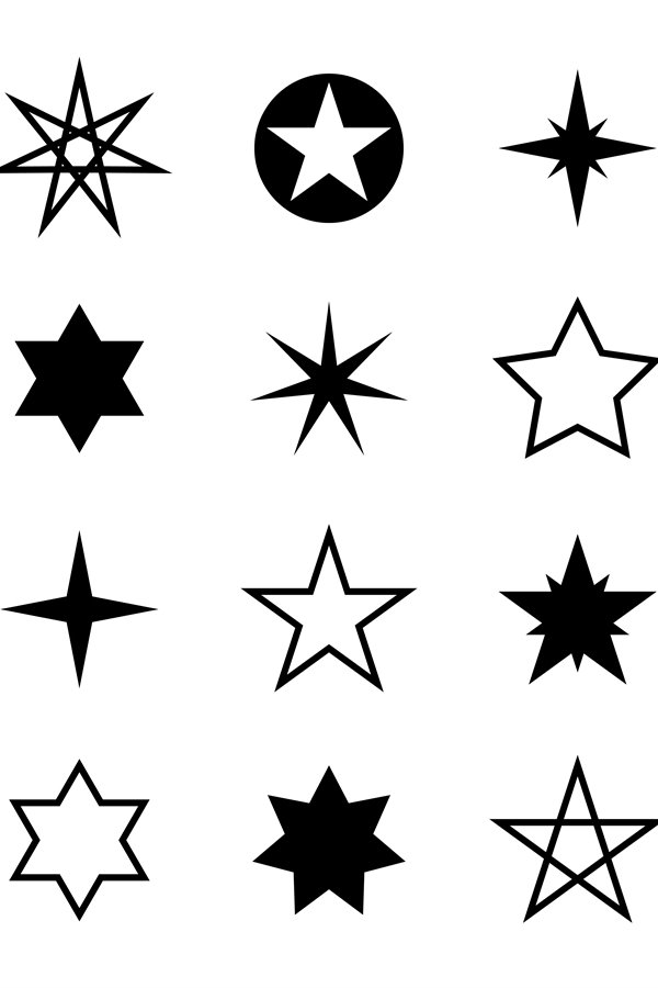 Star shapes set. Different stars shapes, christmas graphic.