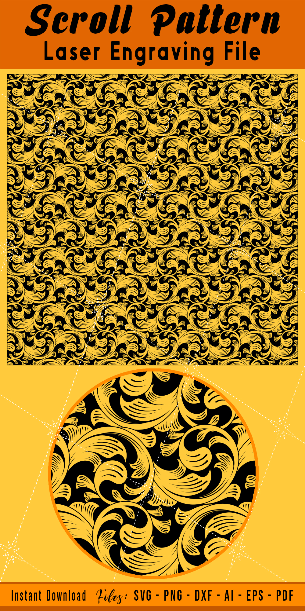 Firearms Scrollwork Laser Engraving Files | Scroll Pattern