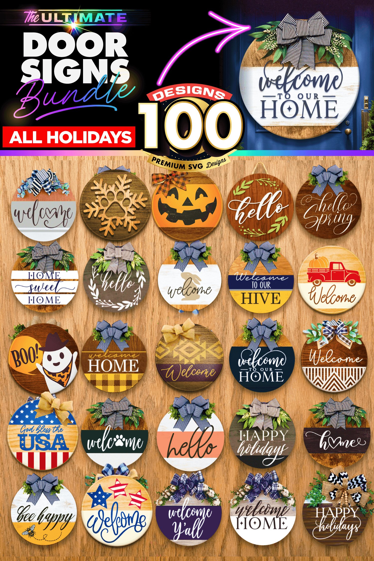 100 Door Signs Bundle
