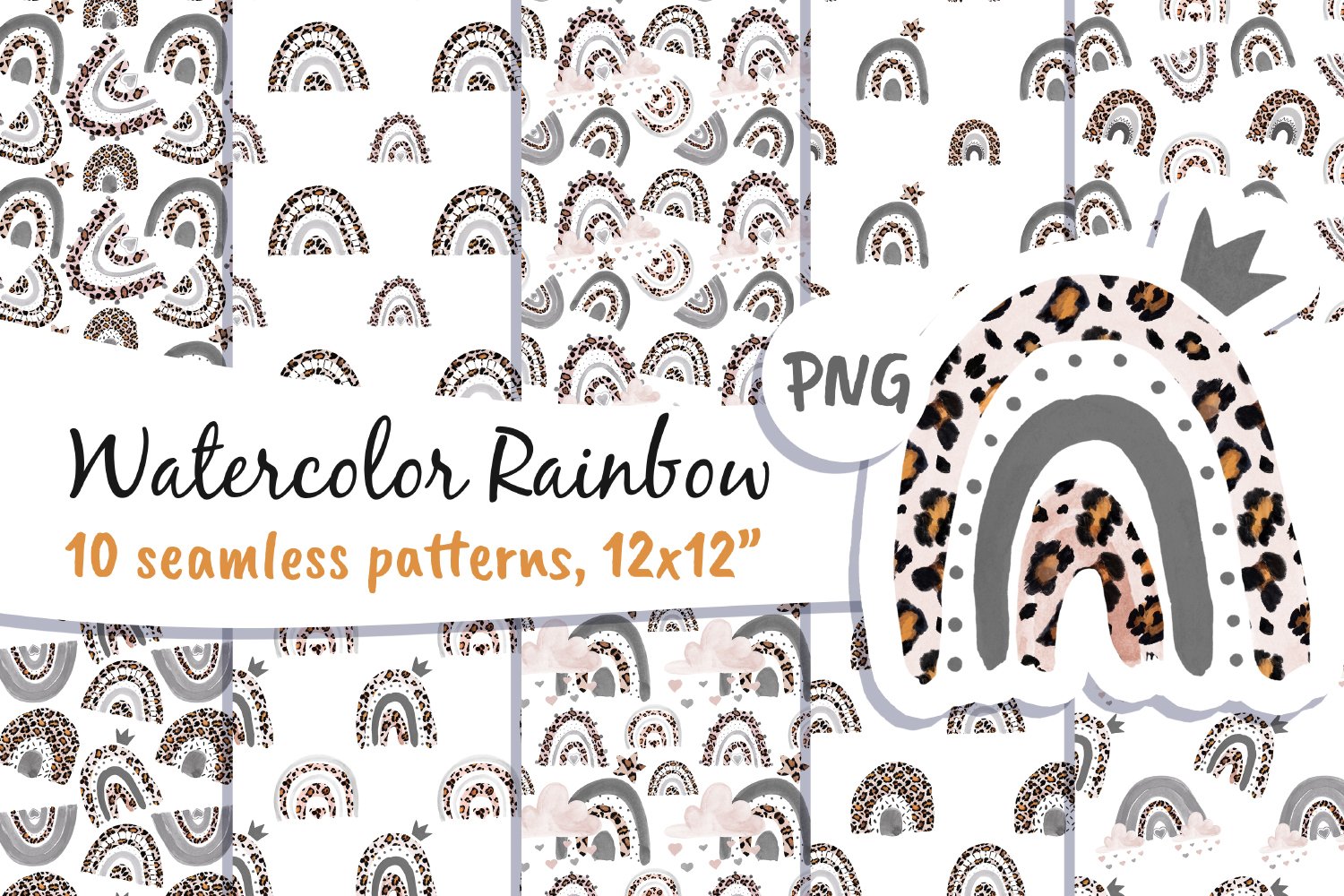 Rainbow Leopard Skin Digital Paper (1336925)