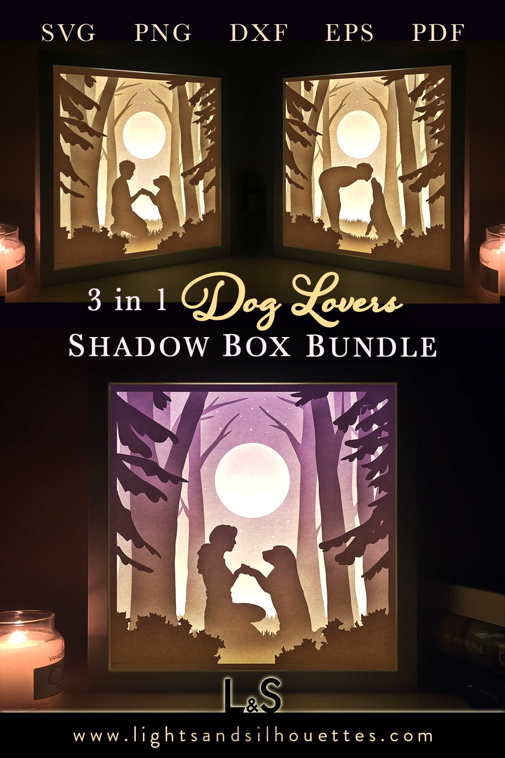 3 in1 Dog Shadow Box Bundle | Lightbox Svg