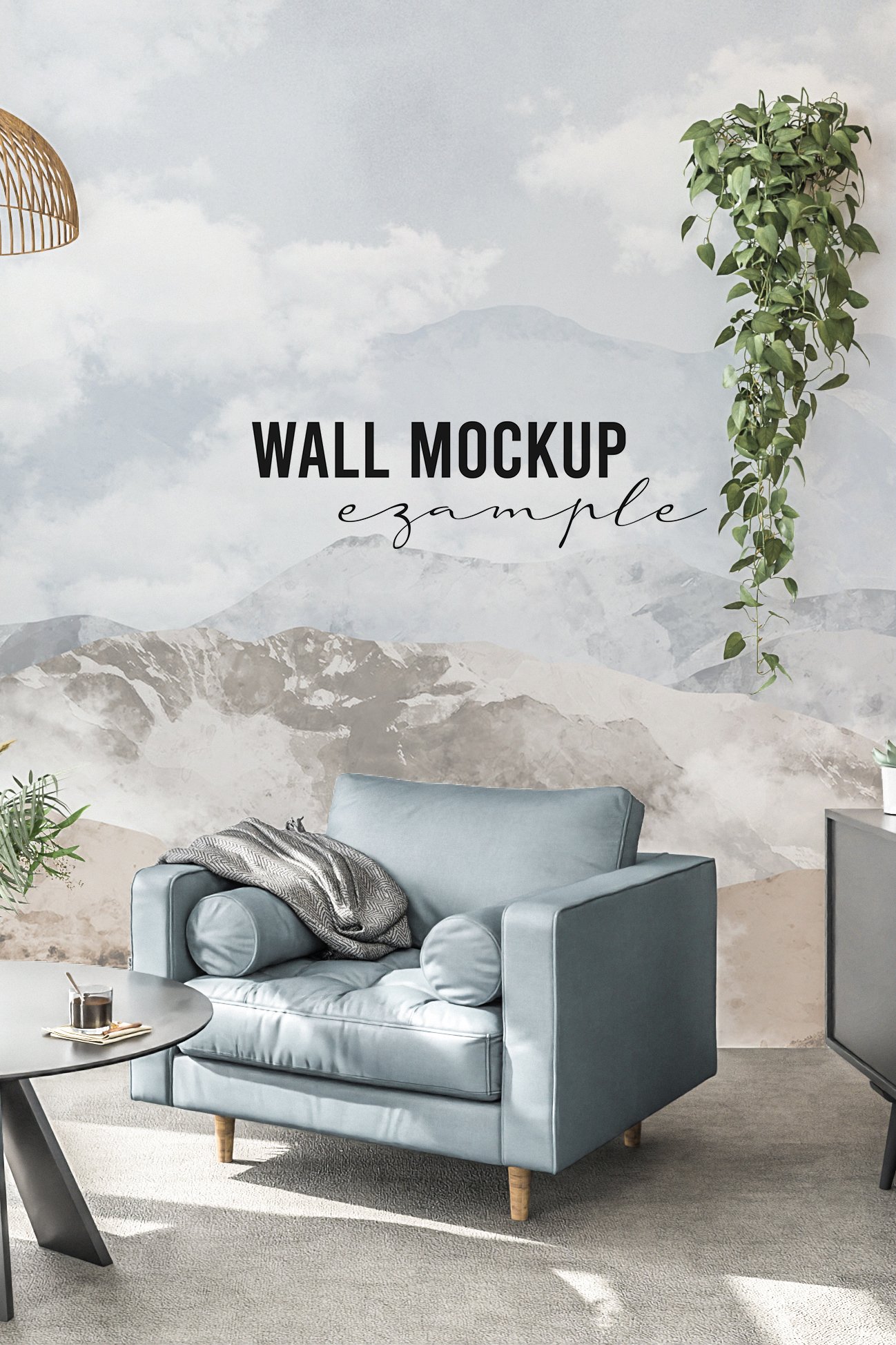 Wall mockup - Wallpaper mockup - Living room (1655951)