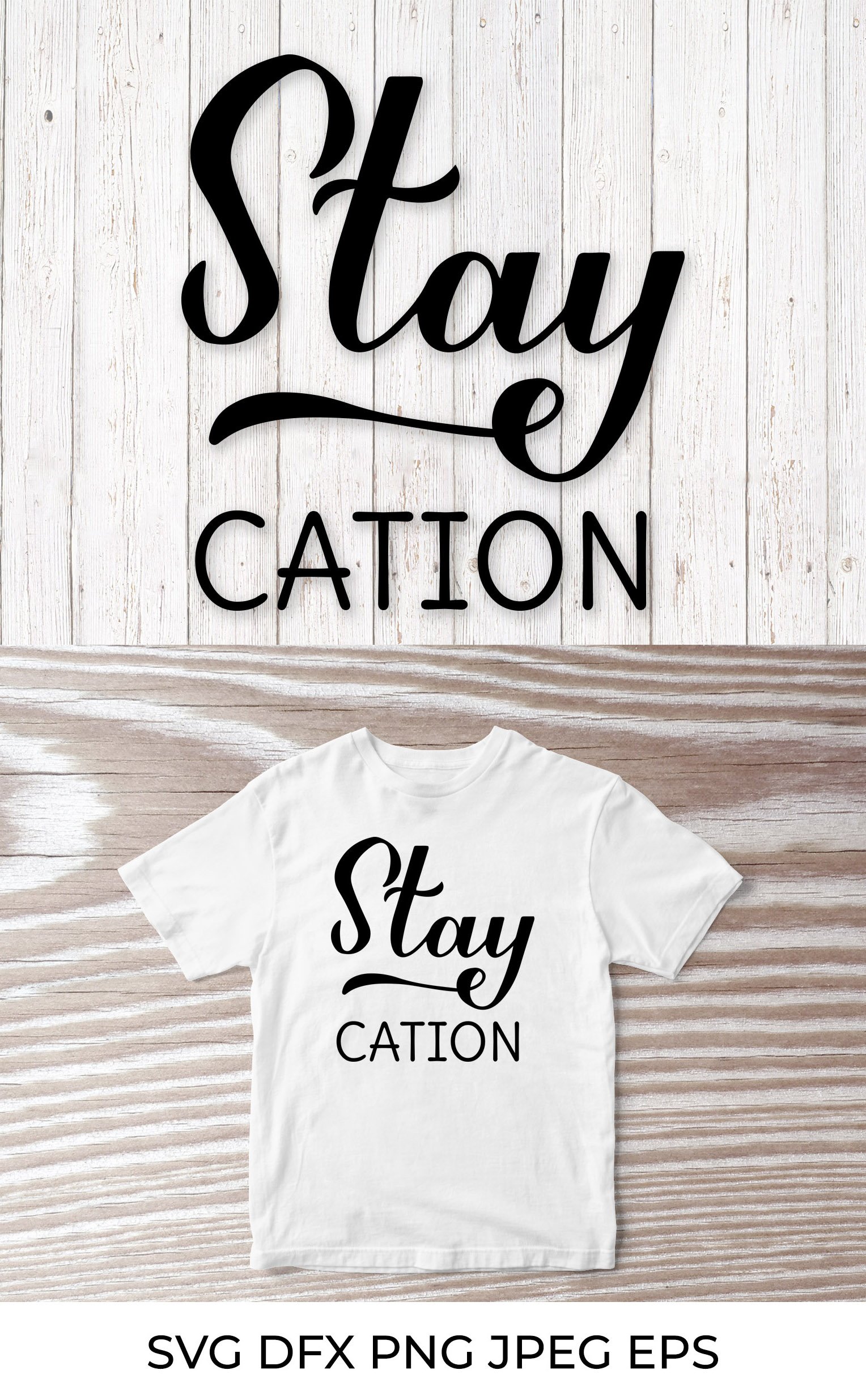 Staycation SVG calligraphy lettering. Local tourism