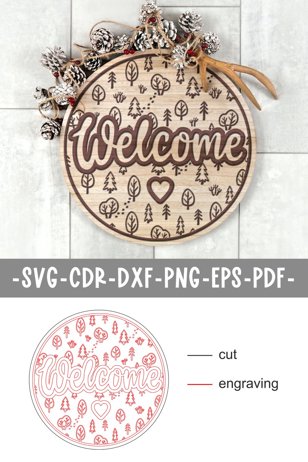 Welcome sign svg Door signs Round sign svg file Laser cut