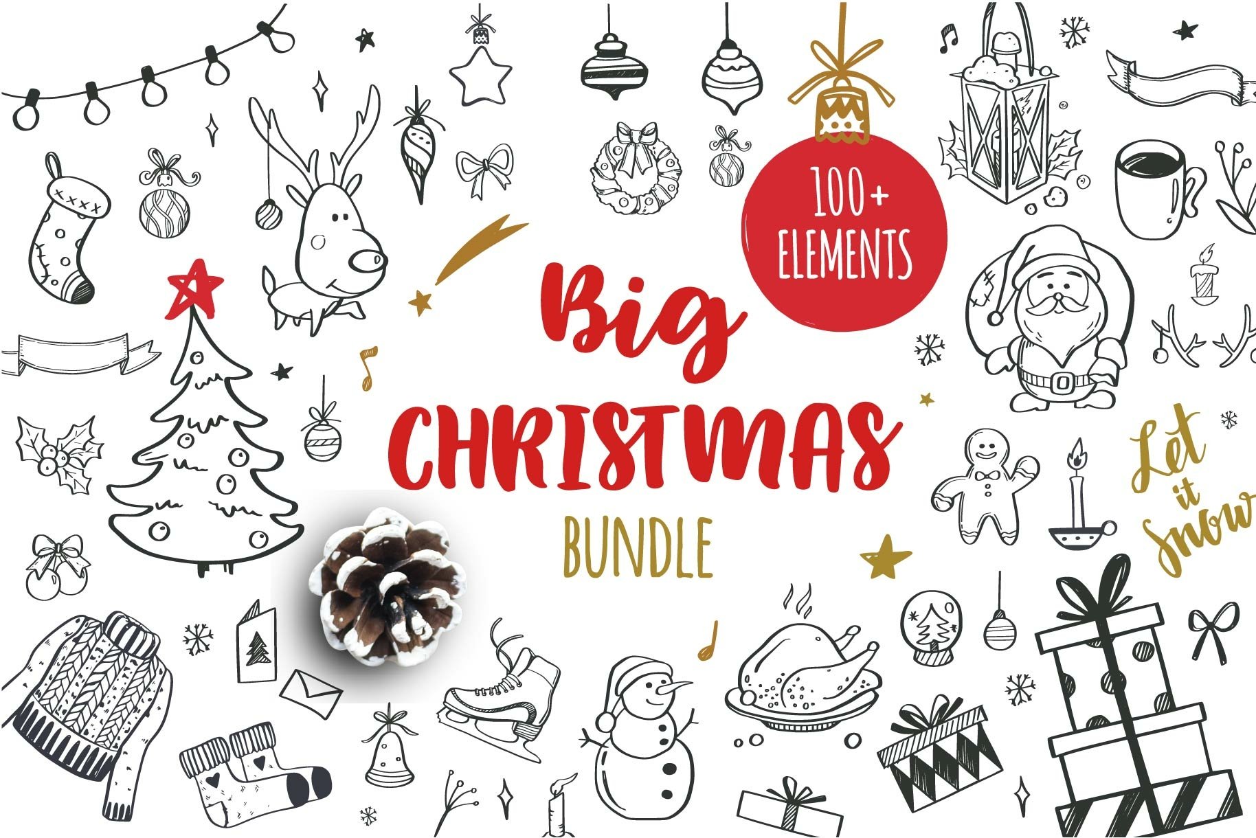 Big Christmas and New Year doodle Holiday bundle (1663502)