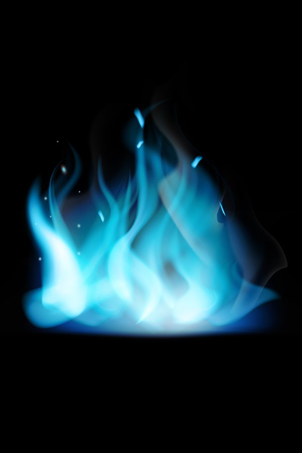 Blue flame. Burning fiery natural gas. 3d magic fire, bonfir