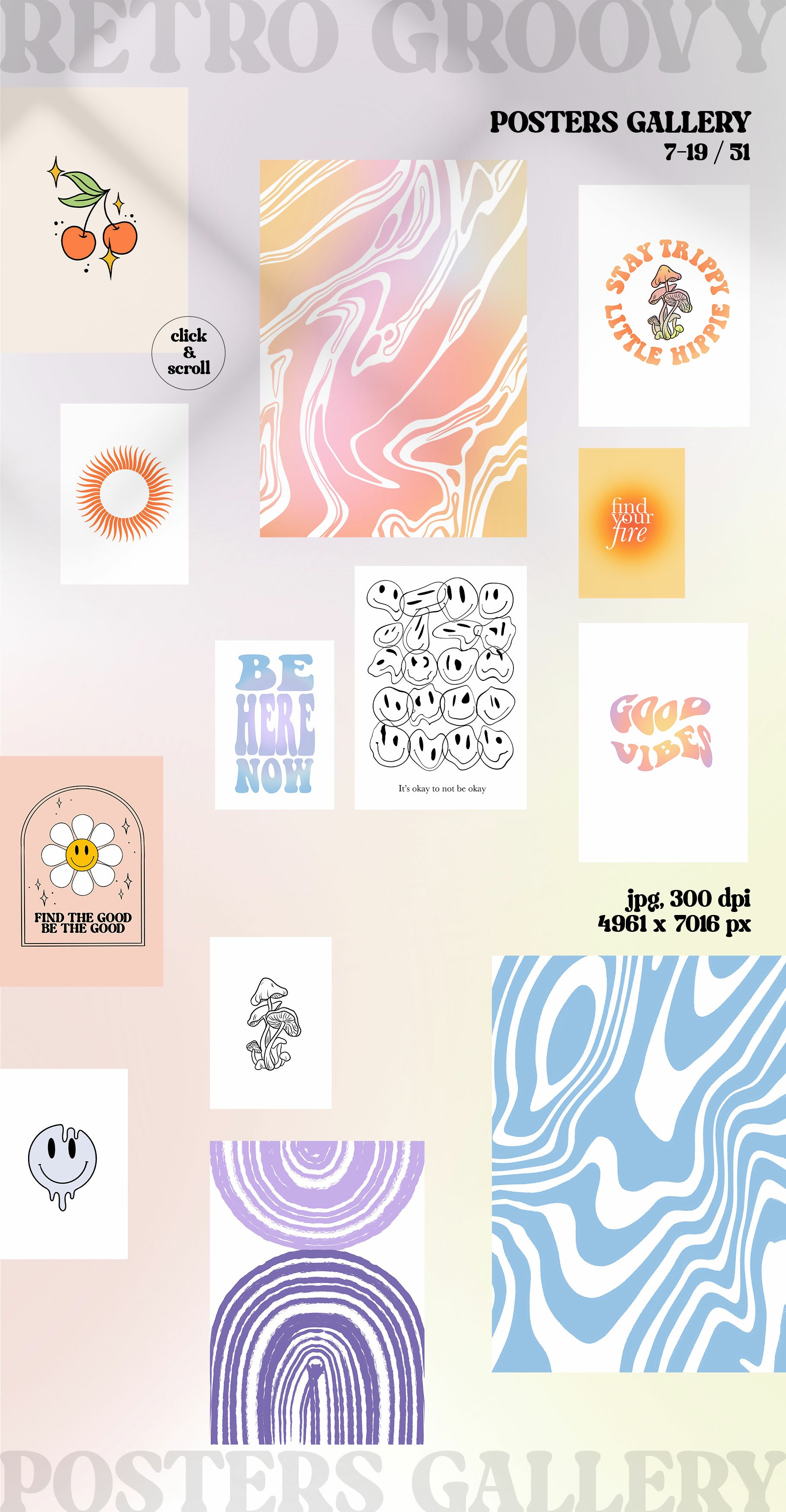 Groovy posters set - 13 hi-rez JPEG retro prints (2198301)