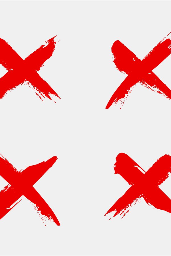 Grunge cross sign. Red X hand drawn brush textured logo set,