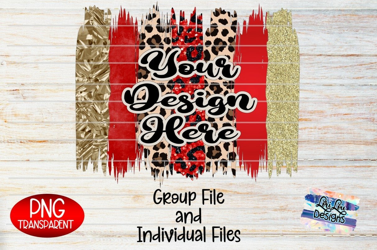 Red Gold Leopard Brush Strokes Sublimation PNG (1479382)