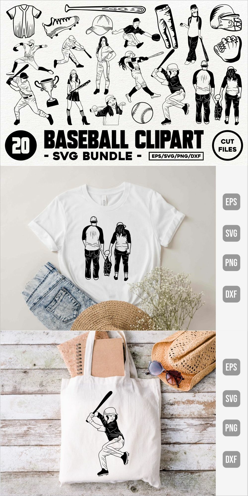 Baseball Clipart, Baseball Family Clipart SVG Bundle