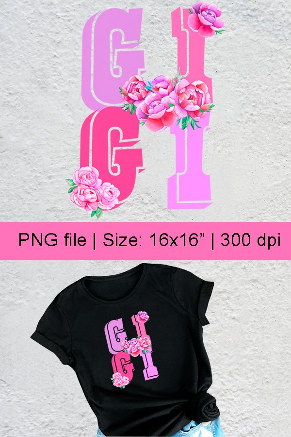 blessed gigi floral sublimation, grandma monogram
