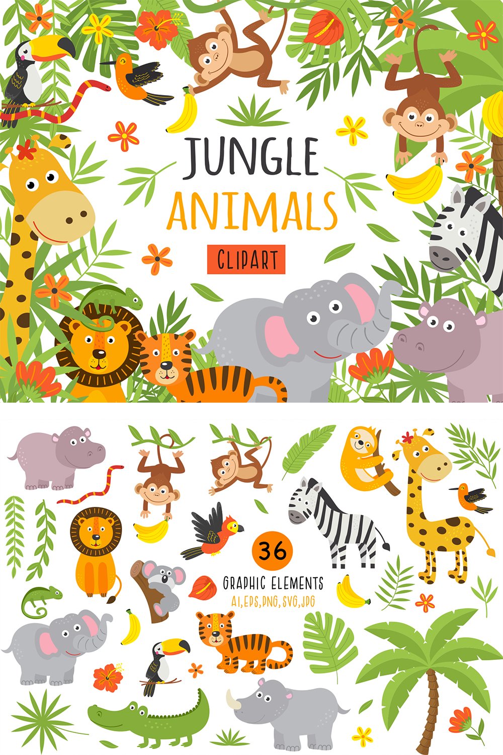 Jungle Animals clipart,Safari Animals SVG, Zoo Animals
