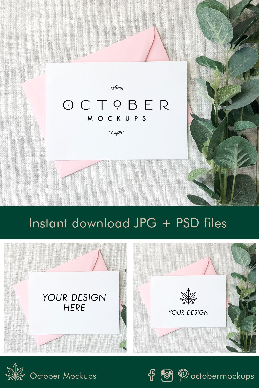 Horizontal Card and Envelope Mockup in PSD & JPG