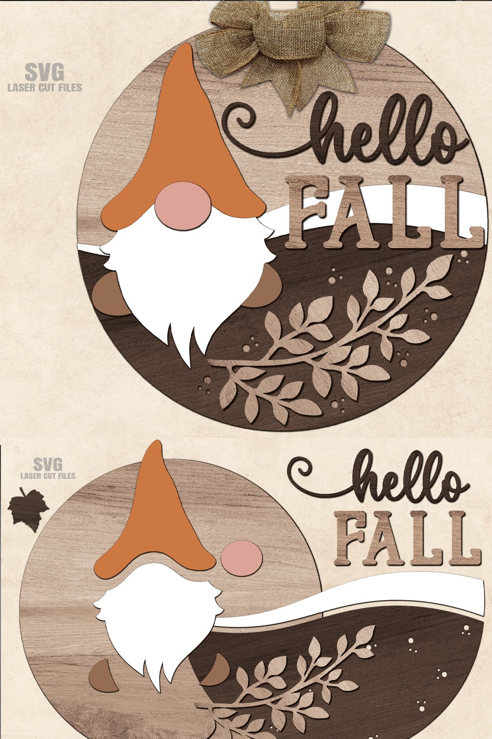 Hello Fall SVG Laser Cut Files | Gnome SVG | Fall Door Sign