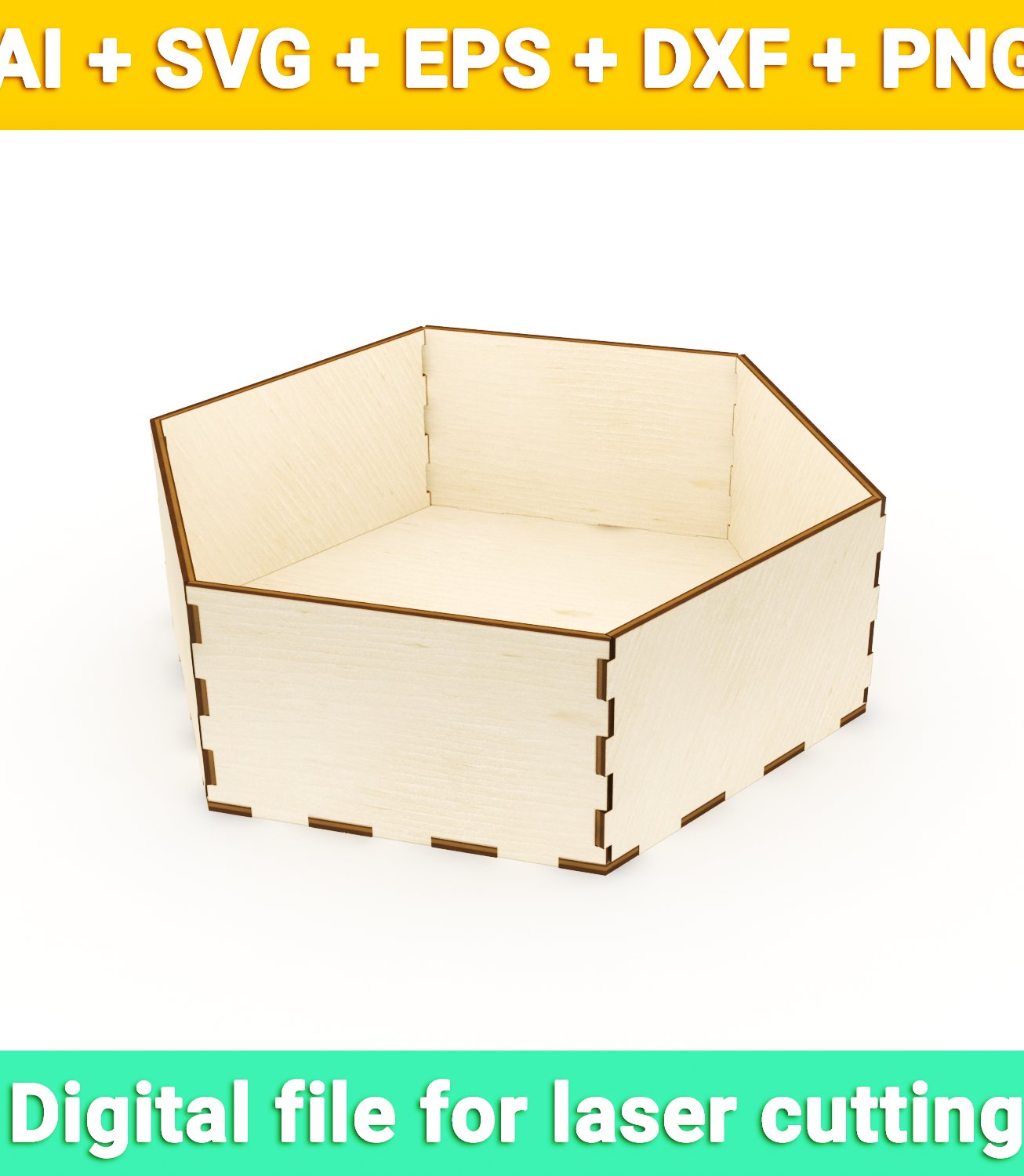 Hexagonal box vector for CNC svg vector file