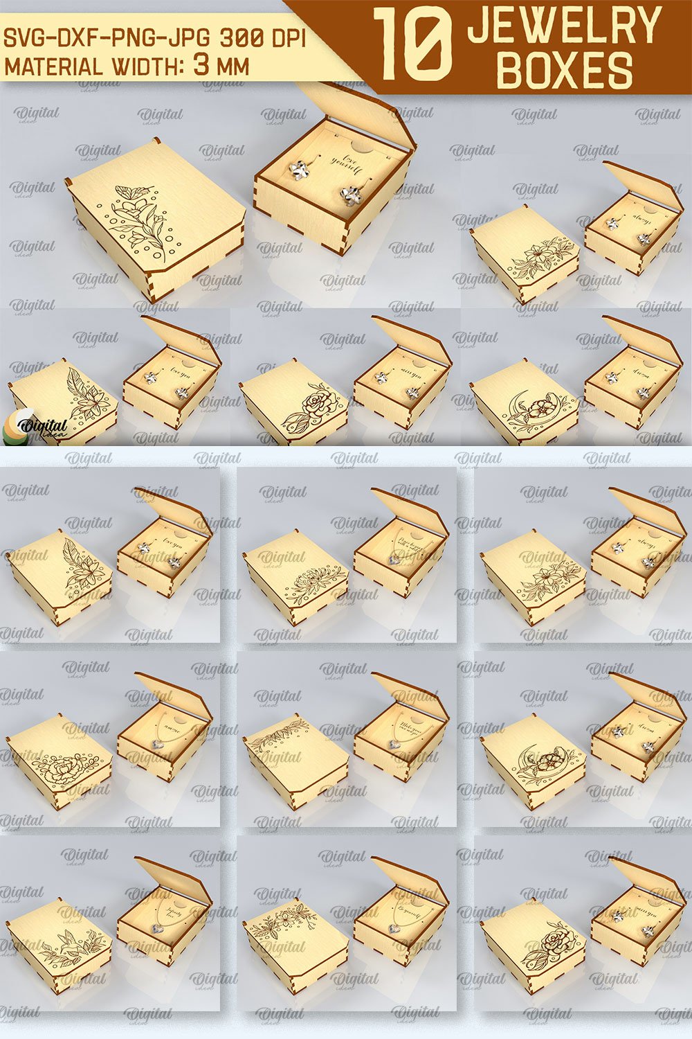 Jewelry Boxes SVG Bundle. Laser Cut Small Gift Boxes