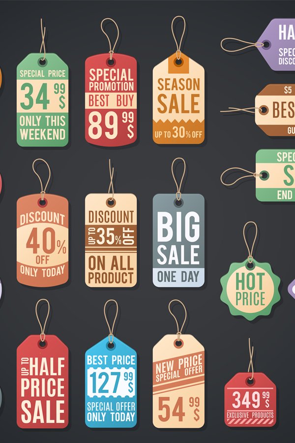 Vintage free price tag vector web collection