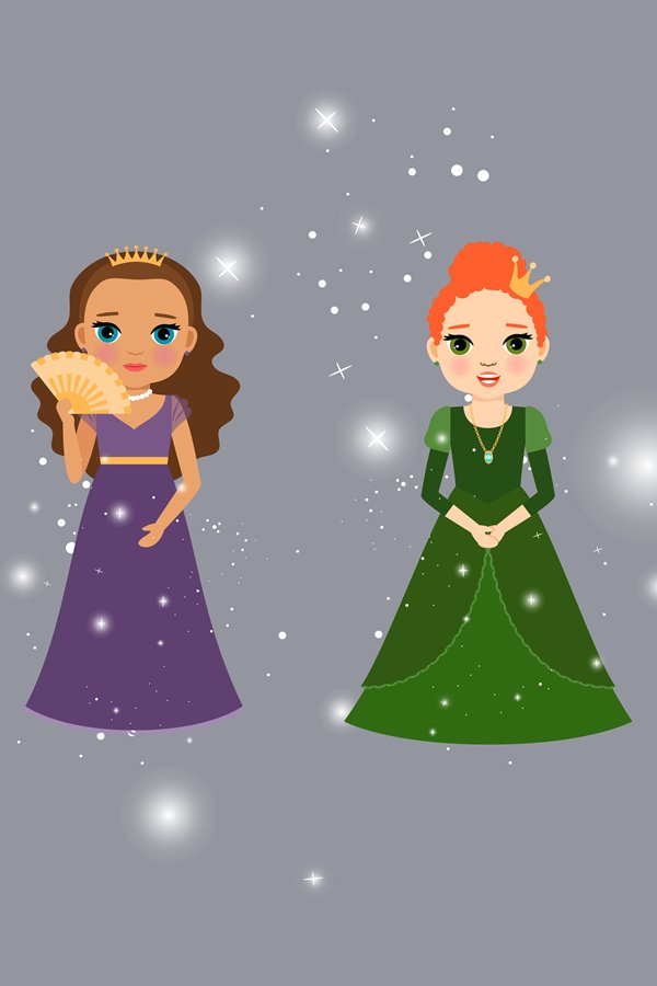 Beautiful princess characters with lights