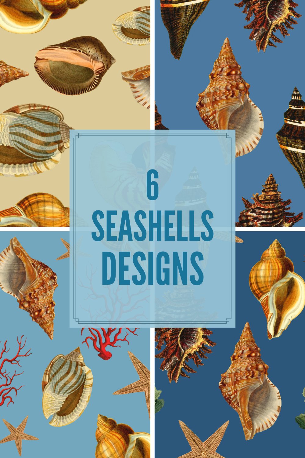 Seashells repeat seamless pattern digital papers (2186634)