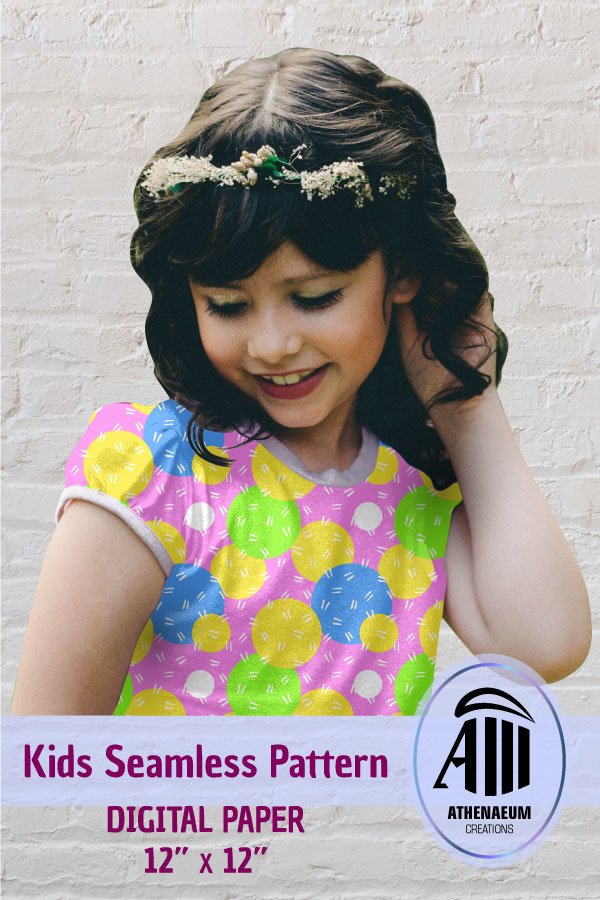 Kids seamless pattern. Dots digital paper. Children pattern