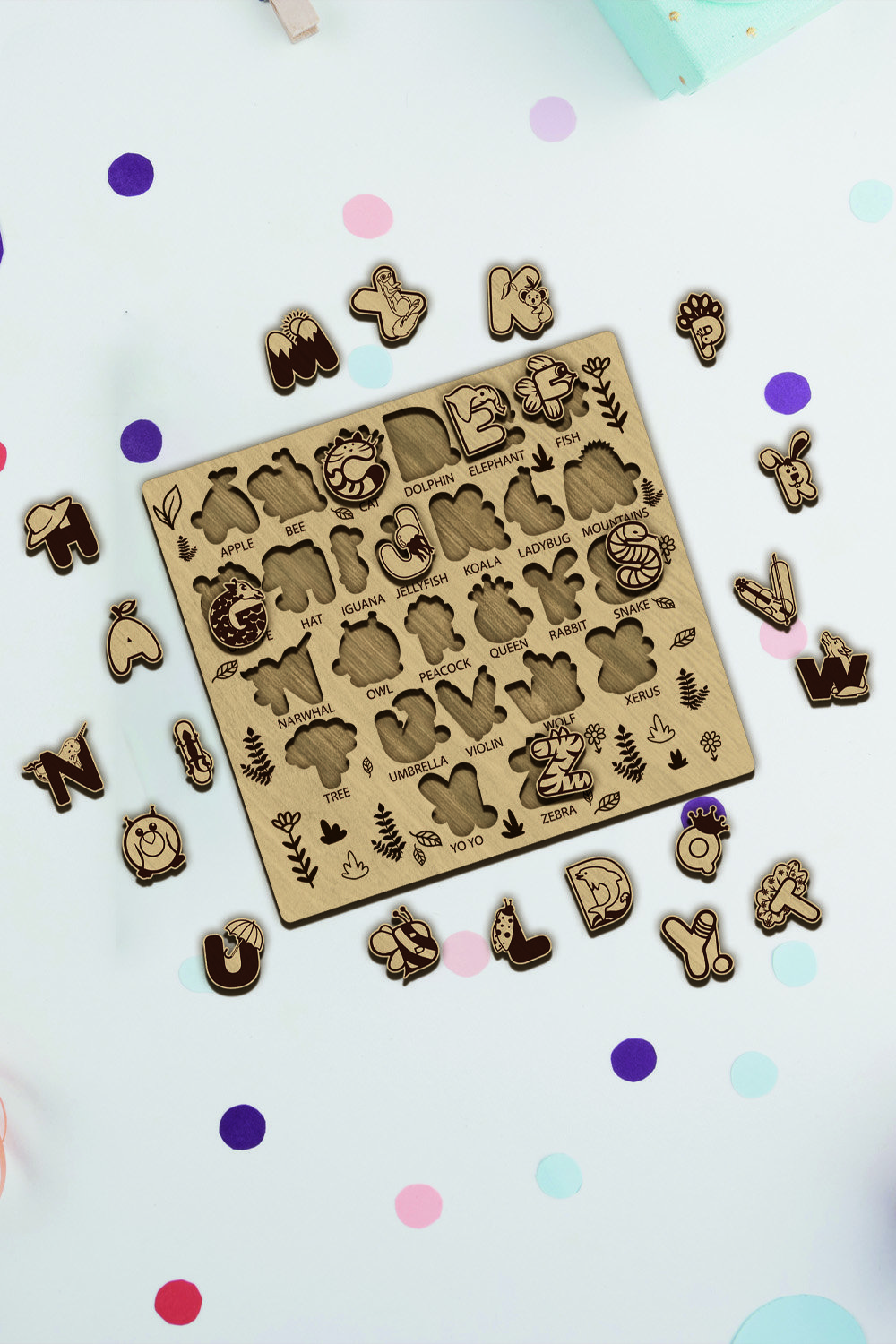 ALPHABET PUZZLE for Kids, Multilayer Template, Cut Files