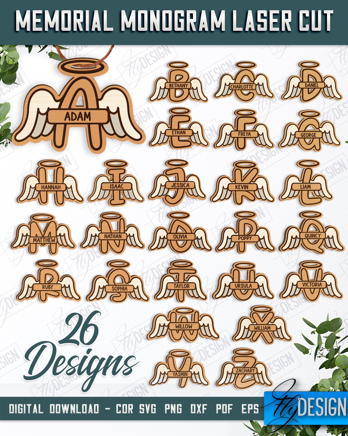 Personalized Memorial Monogram Laser Cut Bundle | Split Name