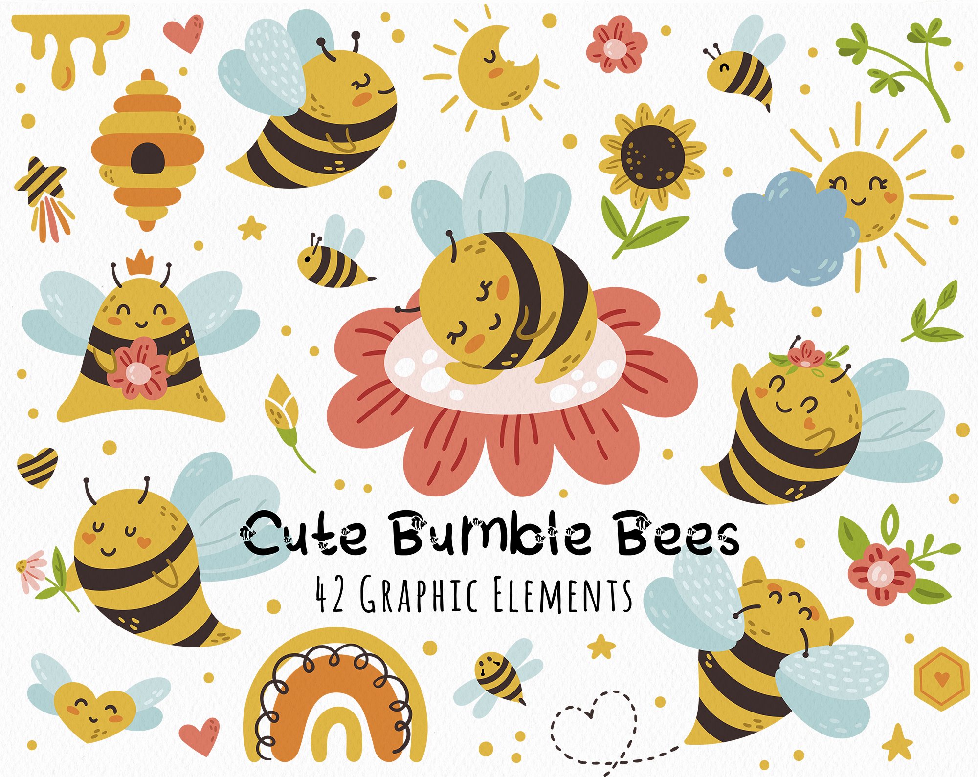 Cute Honey Bee kids clipart