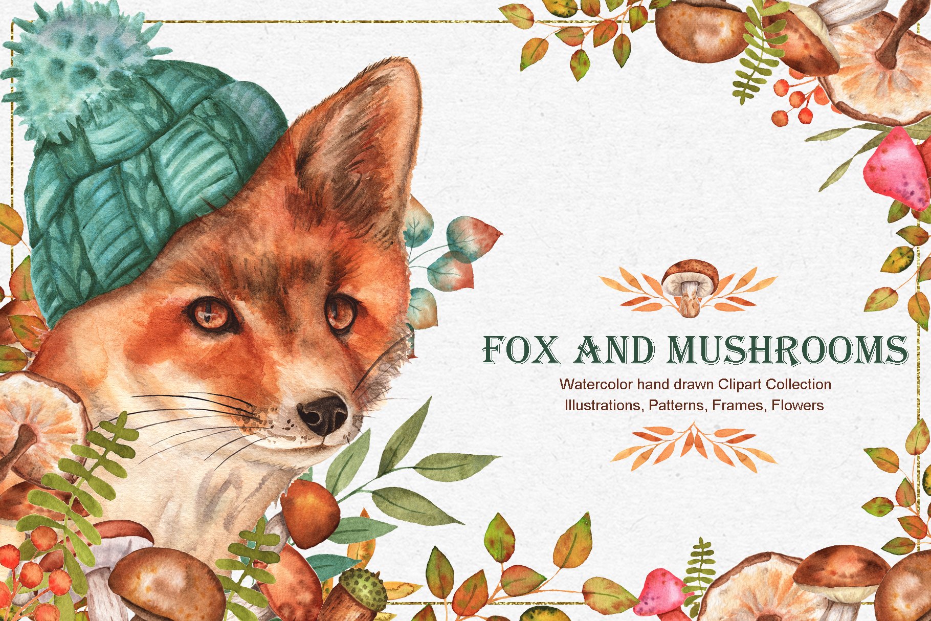 Fox and Mushrooms Watercolor Set