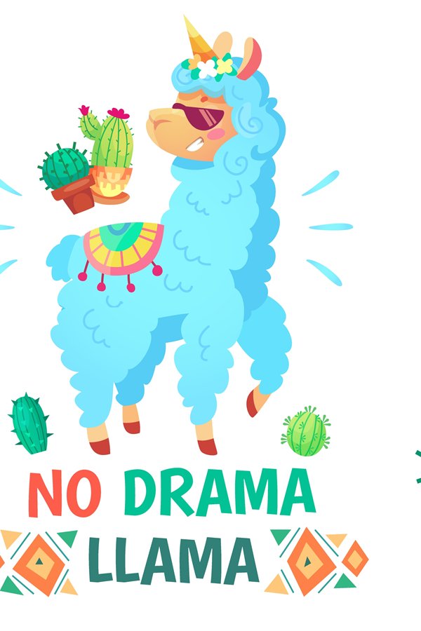 Llama poster. No drama llama and no prob llama vector illust