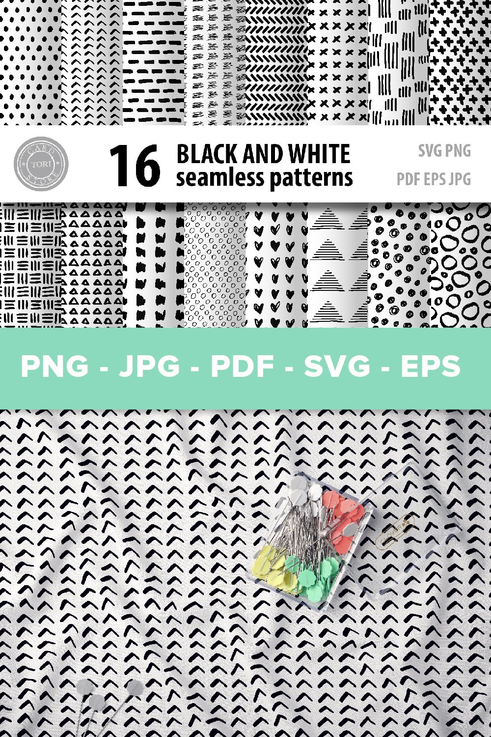 Black and white seamless pattern background 16 digital paper
